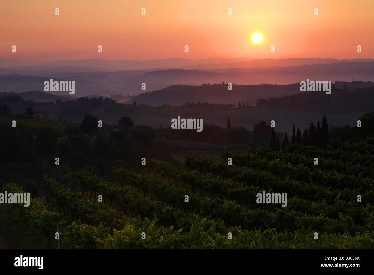 Sunrise over Tuscany, Italy Stock Photo - Alamy