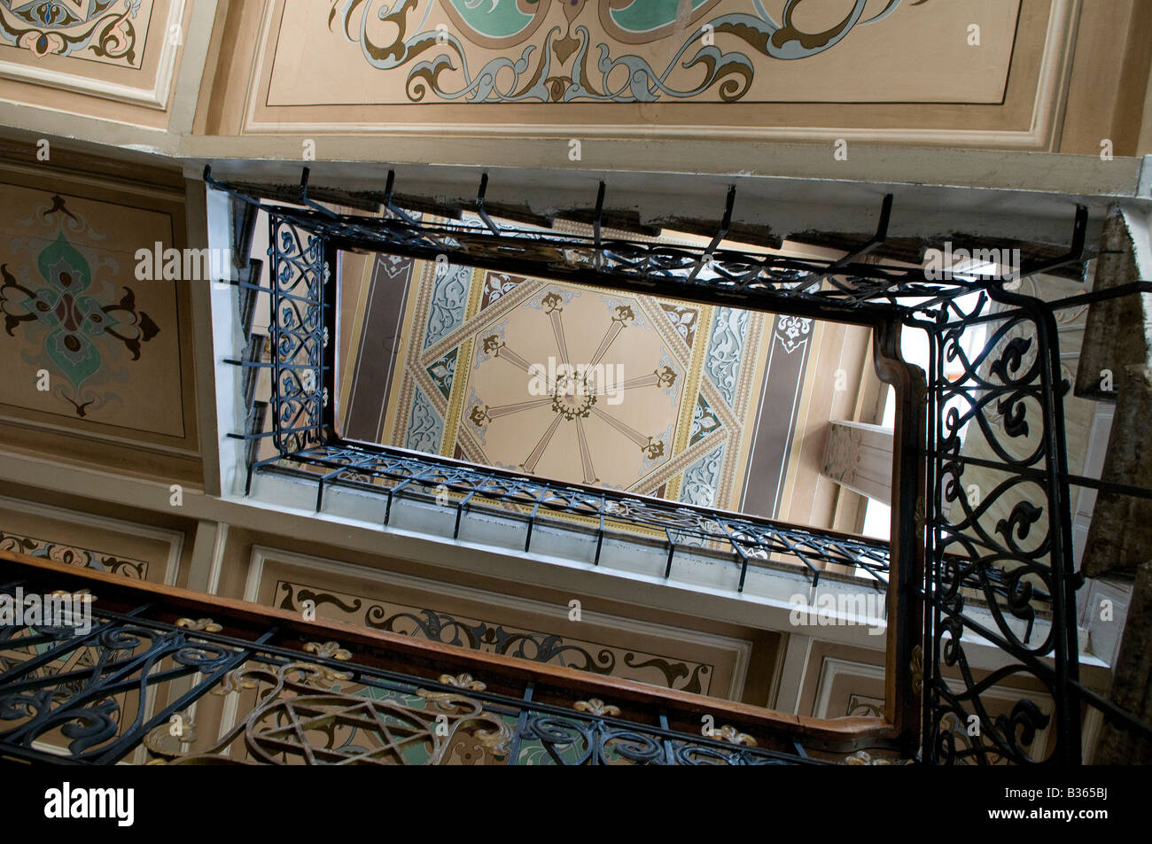 Decorated handrails at the staircase of the Jewish synagogue "Great ...