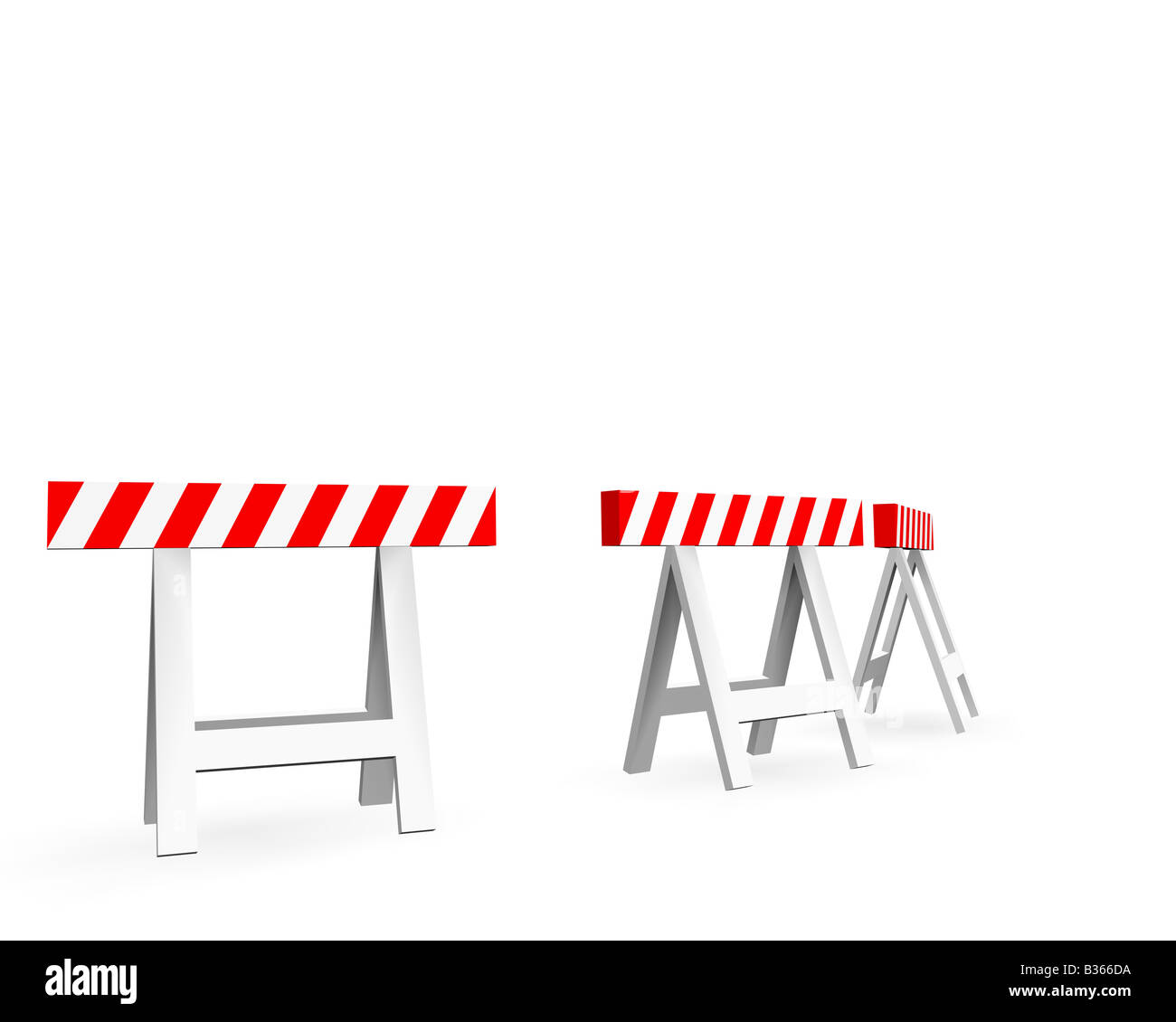 roadblock white and red on white background Stock Photo - Alamy