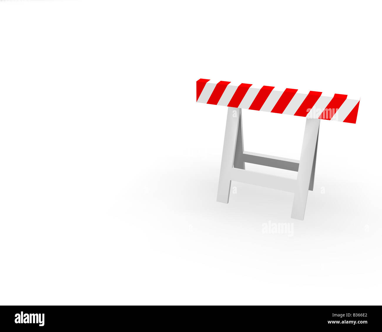 roadblock white and red on white background Stock Photo - Alamy