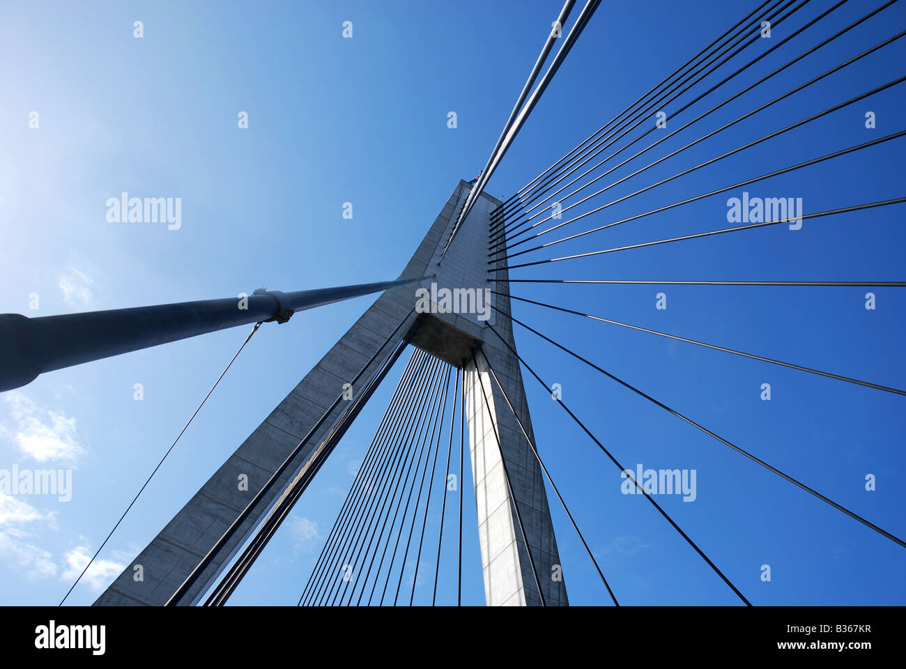 ANZAC BRIDGE GLEBE ISLAND BLUE SKY CABLE SUSPENSION ABSTRACT ANGLE ...