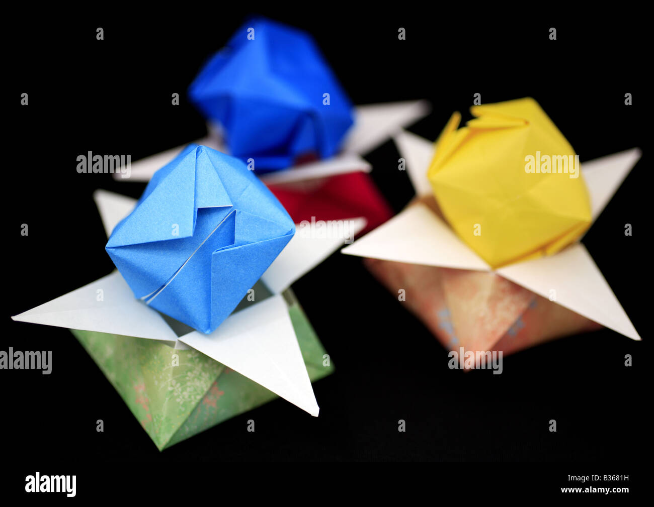 Close-up of origami boxes and balls Stock Photo - Alamy