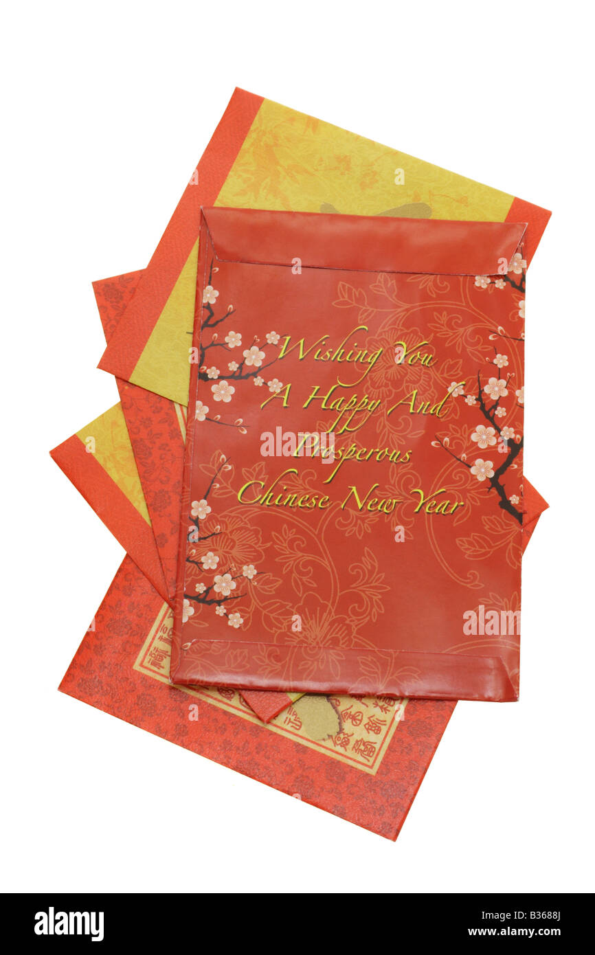 Chinese New Year red packets on white background Stock Photo - Alamy