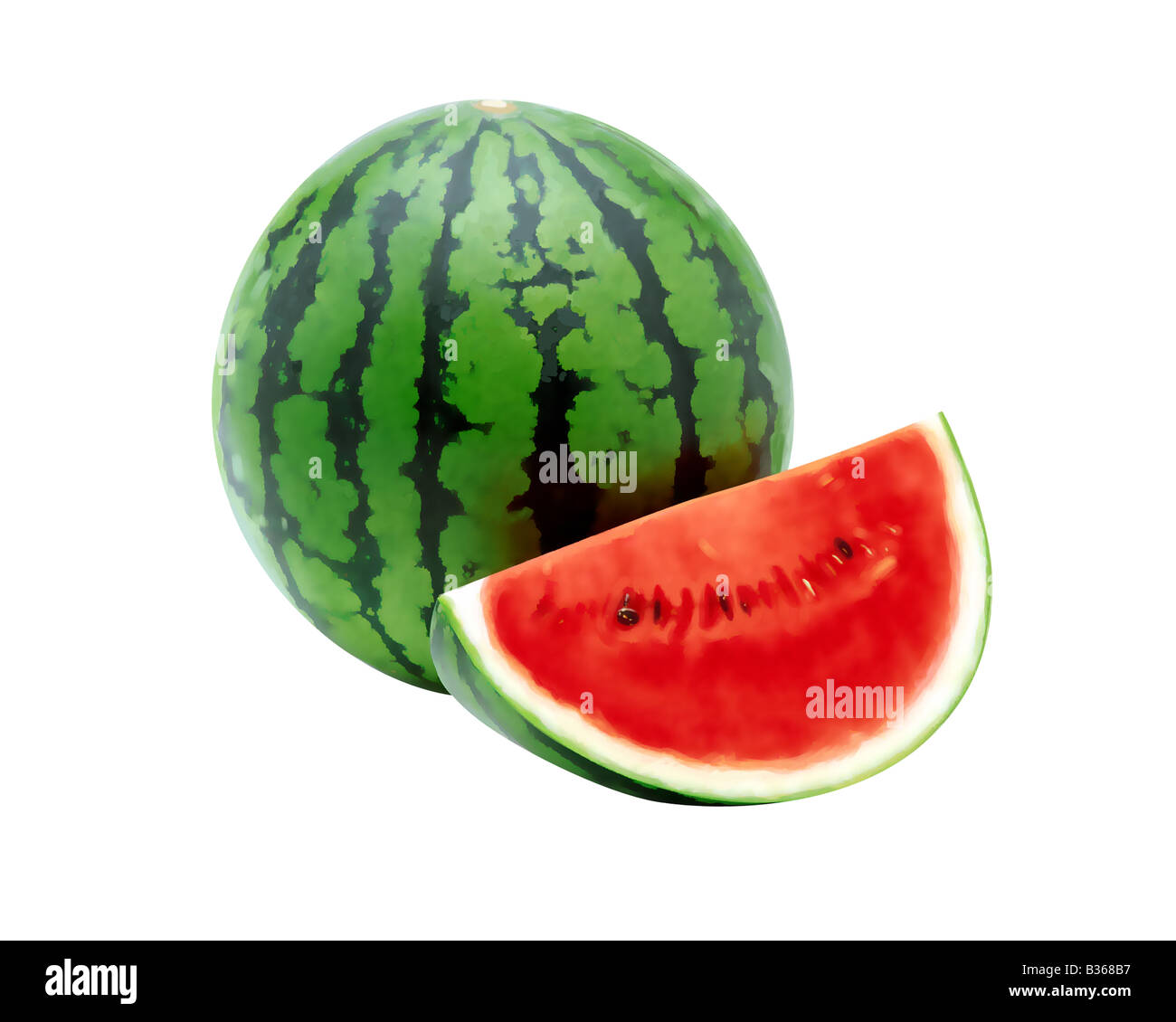 Whole watermelon and slice of watermelon Stock Photo - Alamy