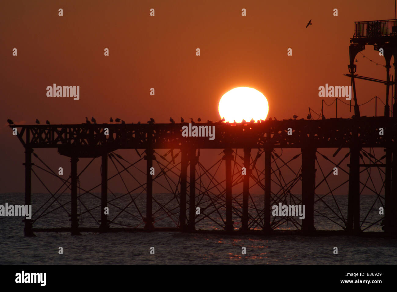 Sunset over West pier in Brighton, England Stock Photo - Alamy