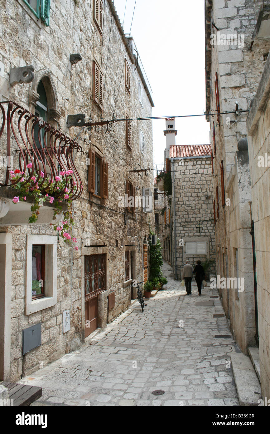 Hvar Town street view on Island Hvar, Dalmatia, Croatia Stock Photo - Alamy
