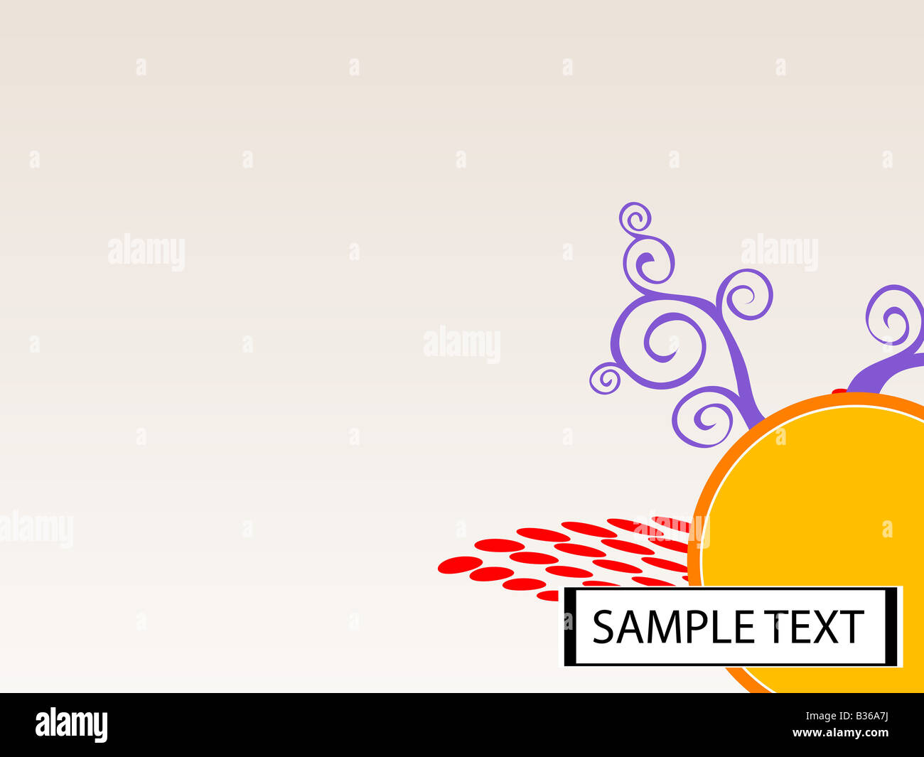 swirly circle with sample text on plain background Stock Photo - Alamy