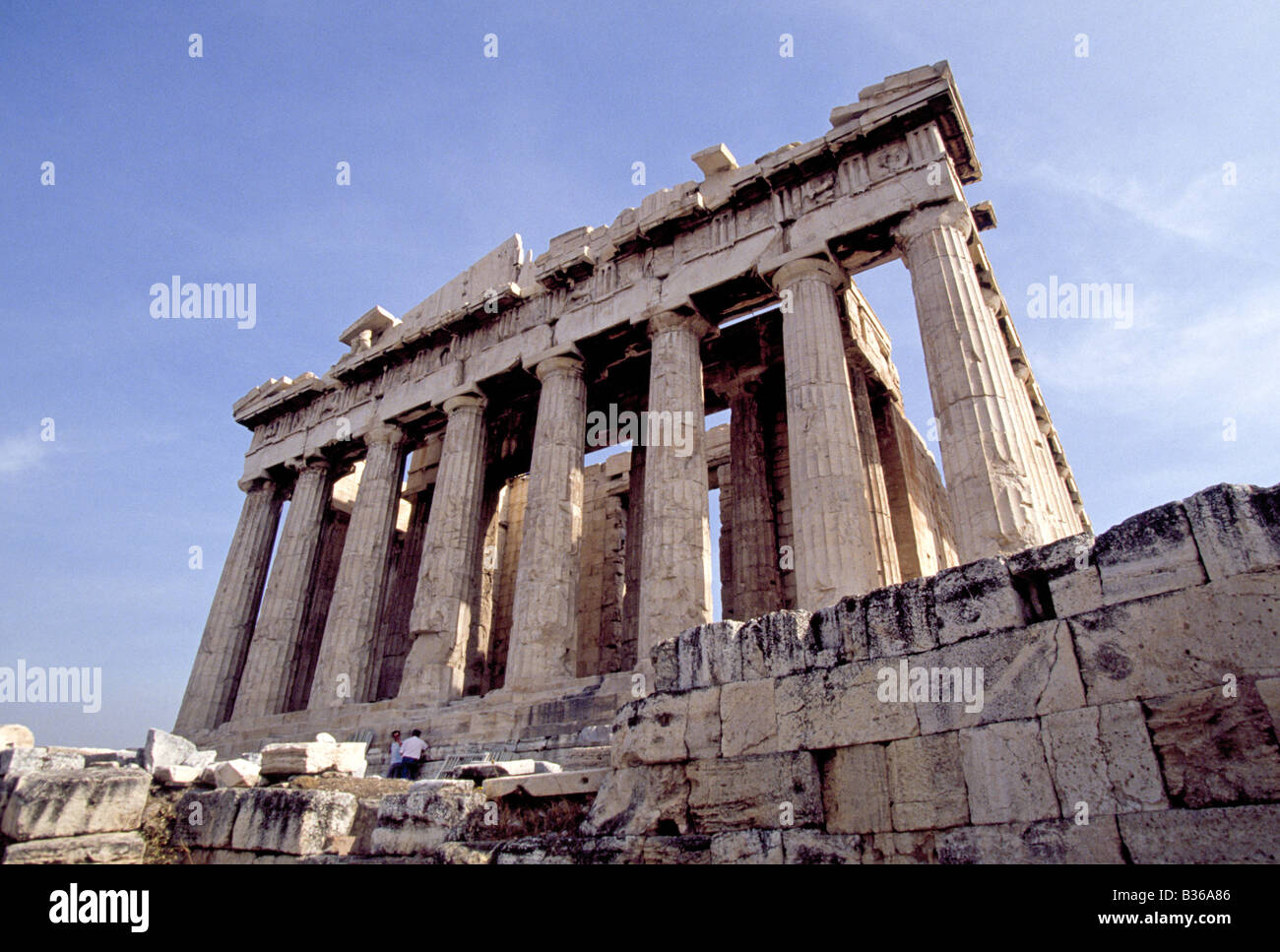 A view of the Greek temple the Parthenon atop the Acropolis in central ...