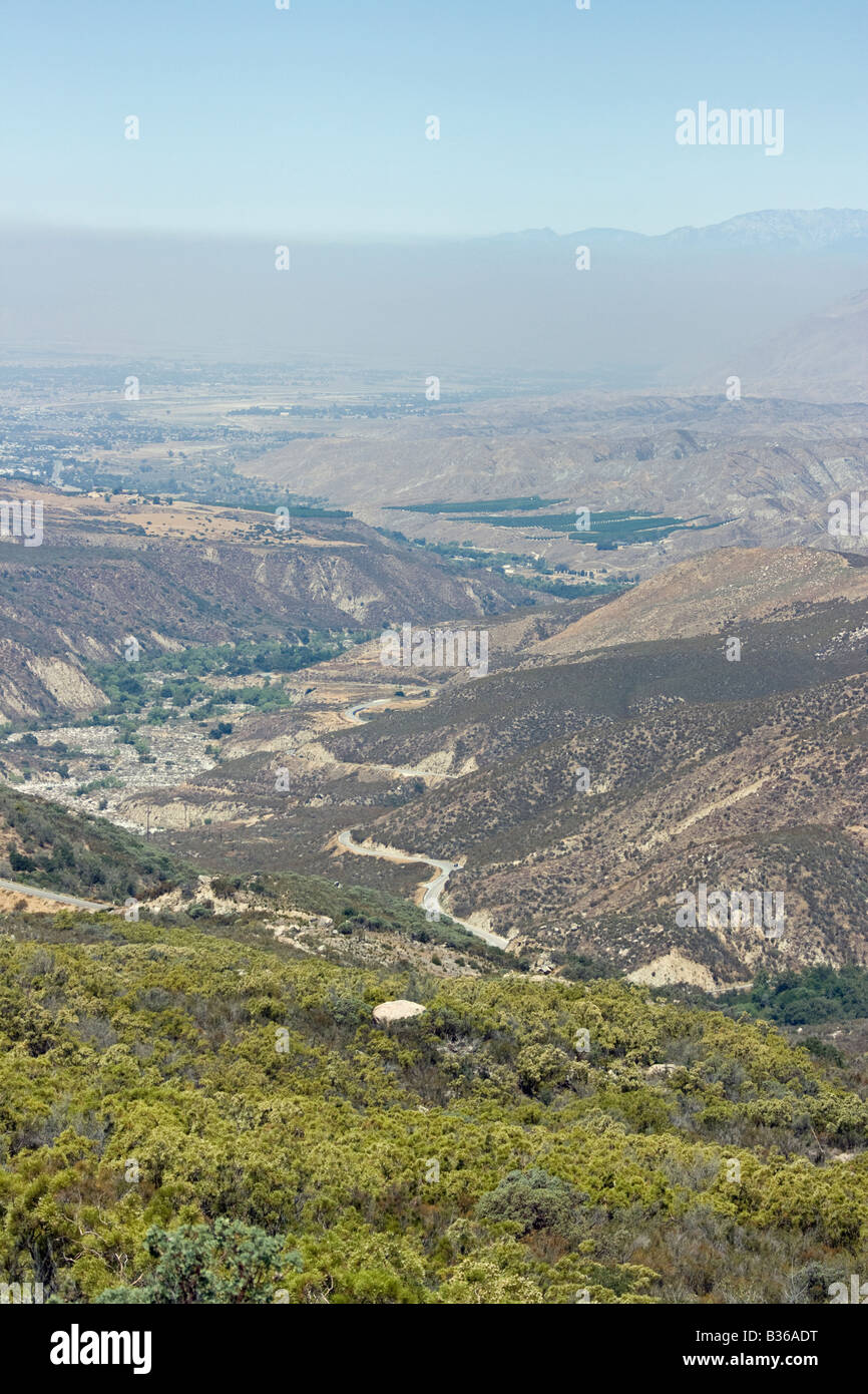A grey heavy haze of Smog lies in the valley of Hemet California Stock ...