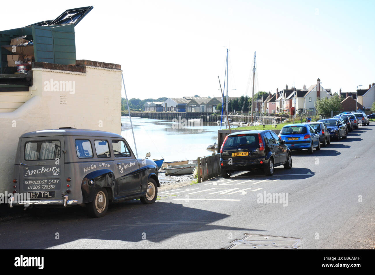 Old Austin Shooting Brake parked outside and advertising The Anchor Pub ...