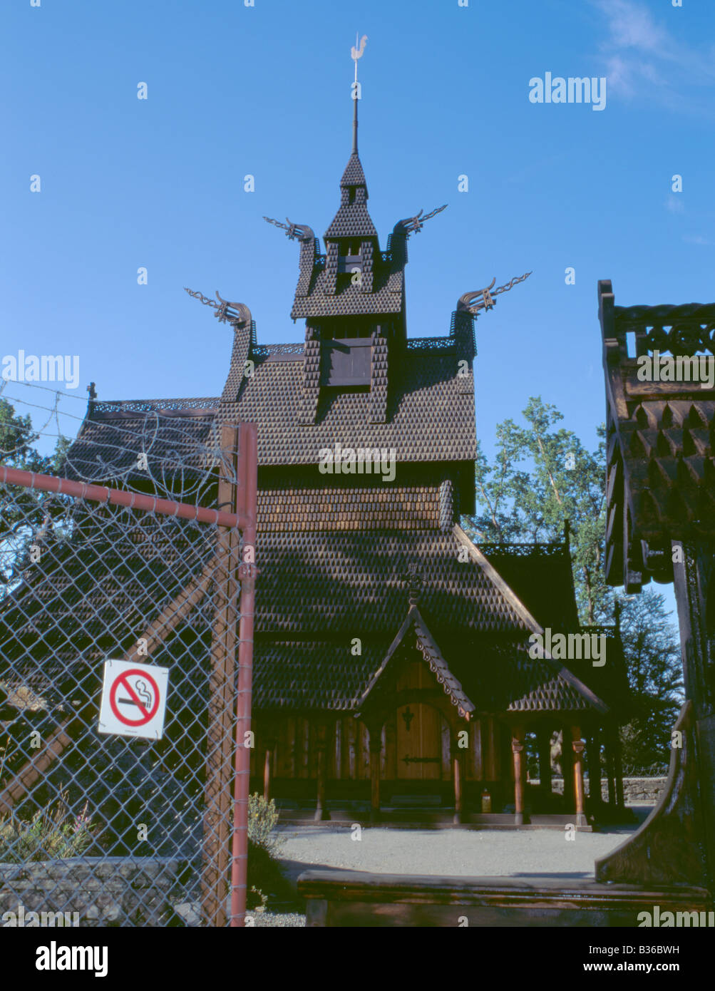 Fantoft stavkirke (stave church), Paradis, Bergen, Hordaland, Norway ...
