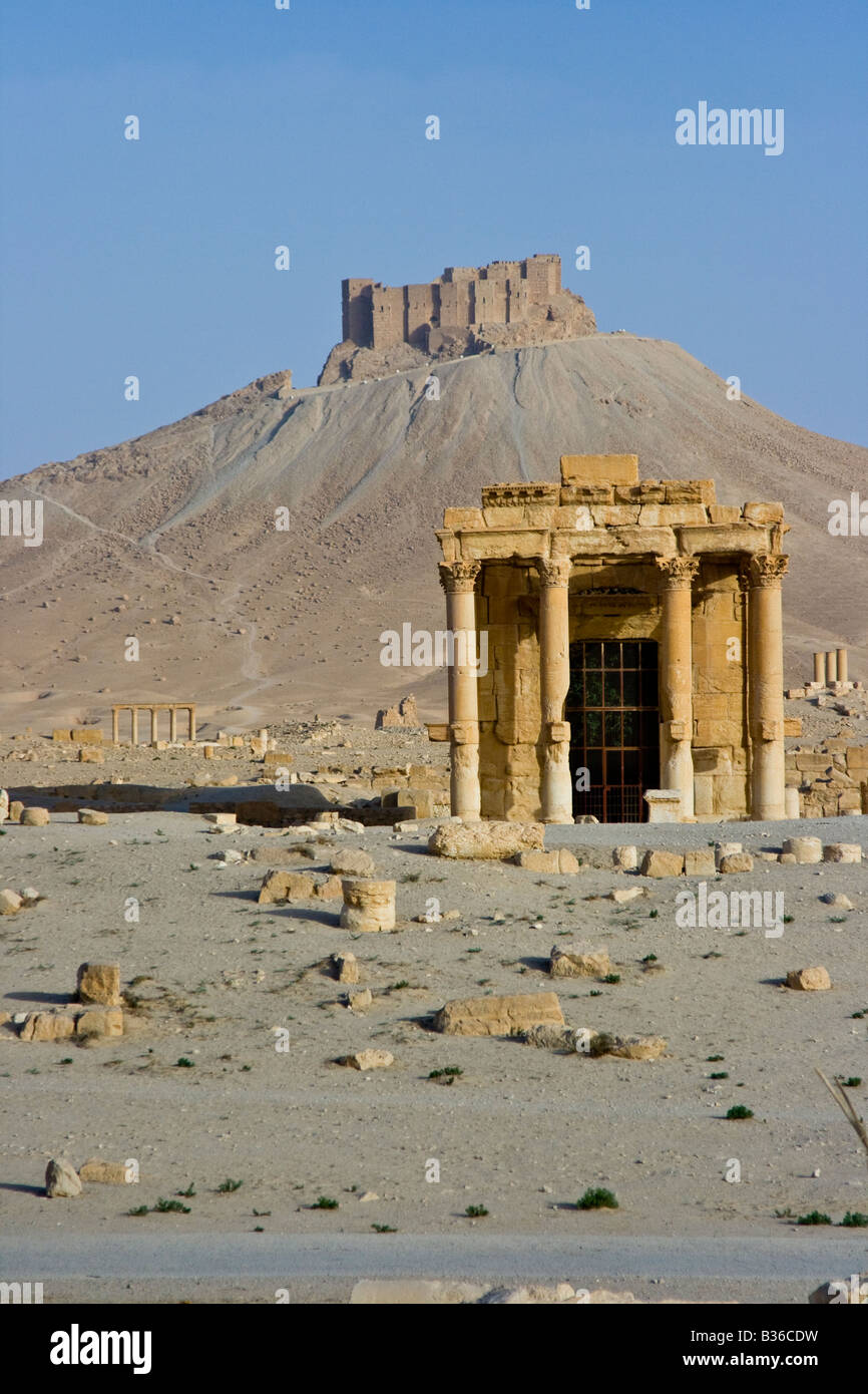 Roman Temple Ruins and Arab Castle Qalaat Ibn Maan in Palmyra Syria ...