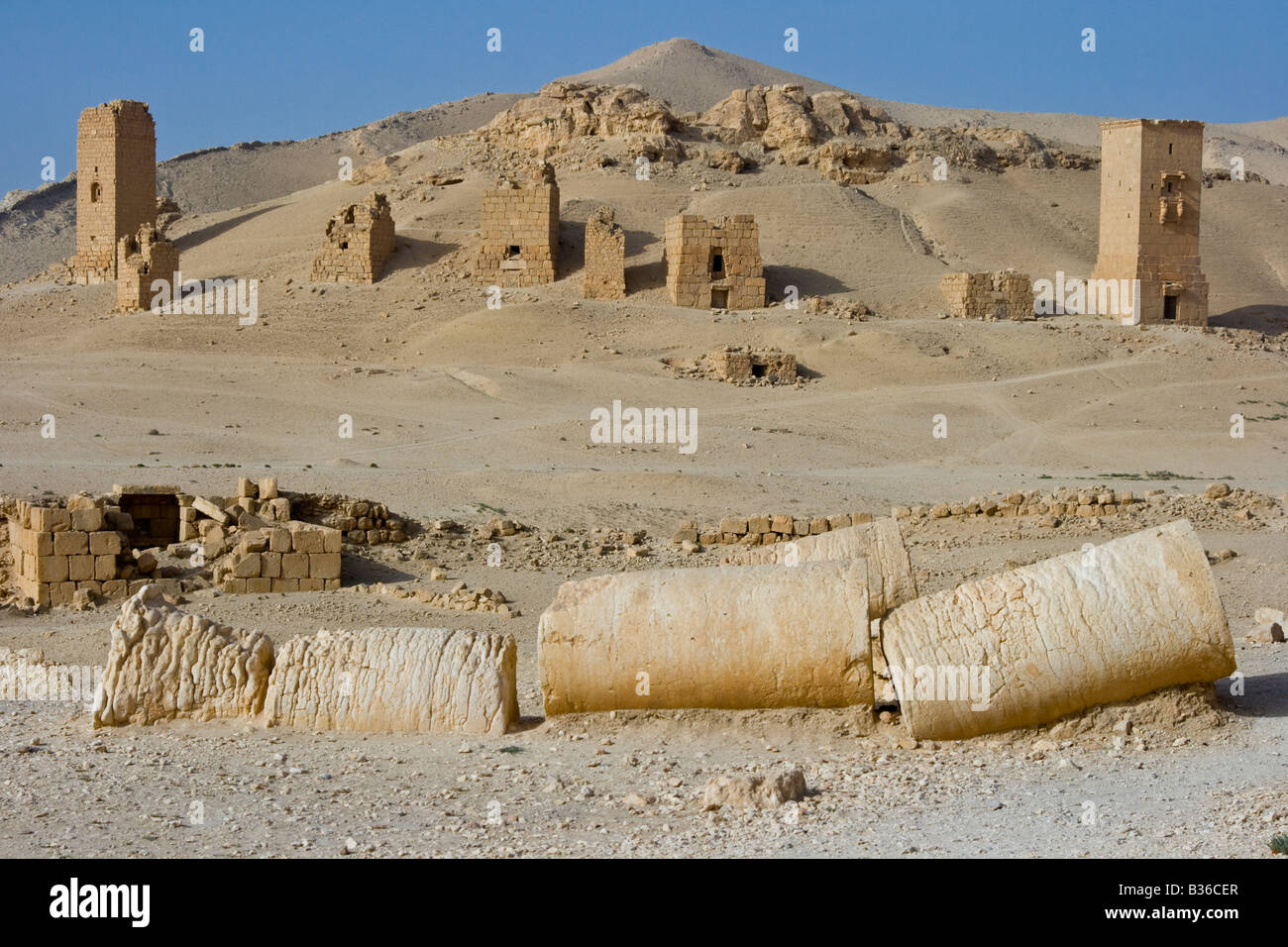 Roman Funerary Towers in Valley of the Tombs in the Ruins of Palmyra in ...