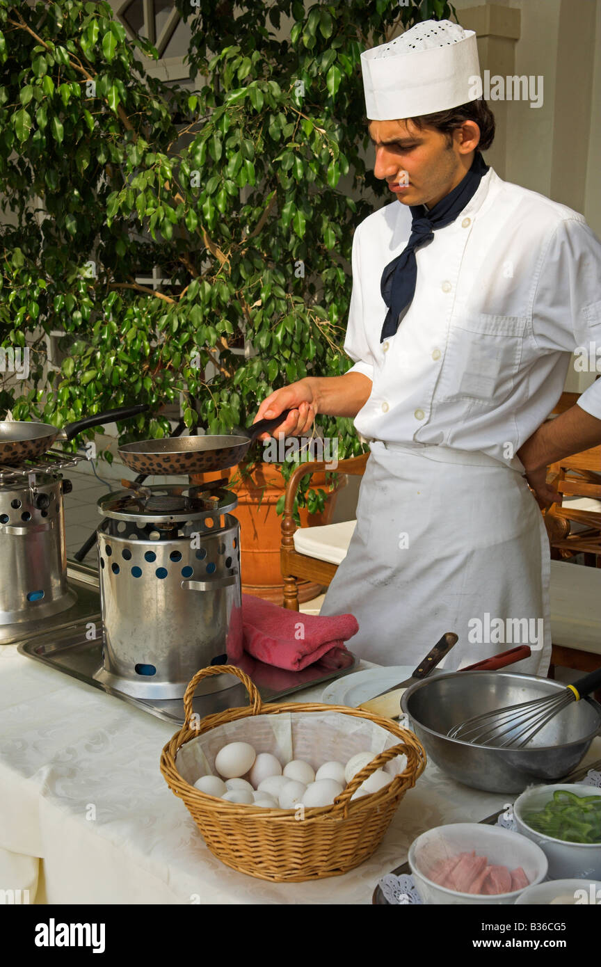 Omelette chef at hotel resort Capsis Hotel Convention Center Aghia ...