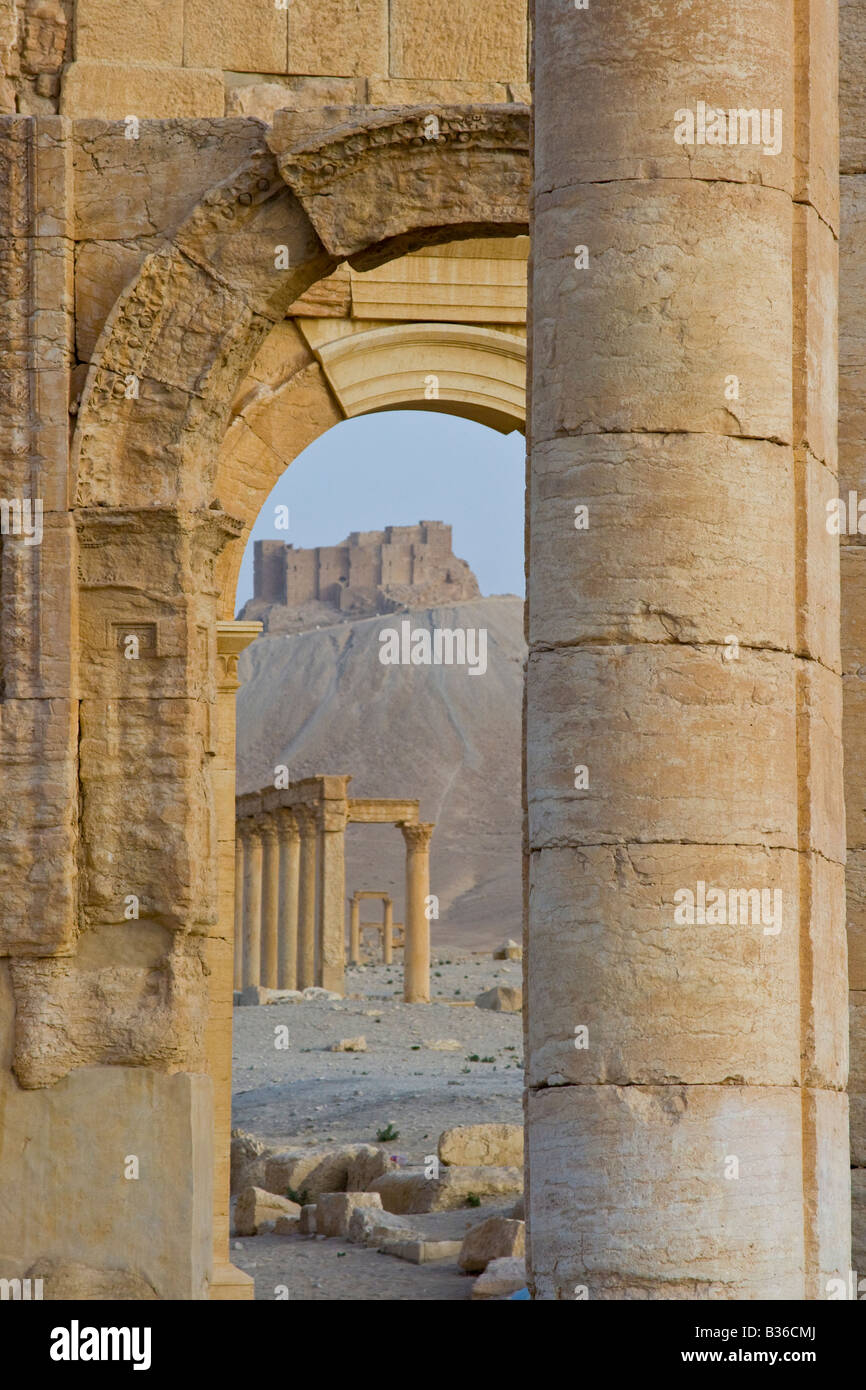 Arab Castle Qalaat Ibn Maan through the Monumental Arch in the Roman ...