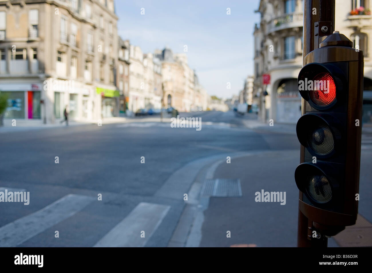 pedestrian crossing with red traffic light Stock Photo - Alamy