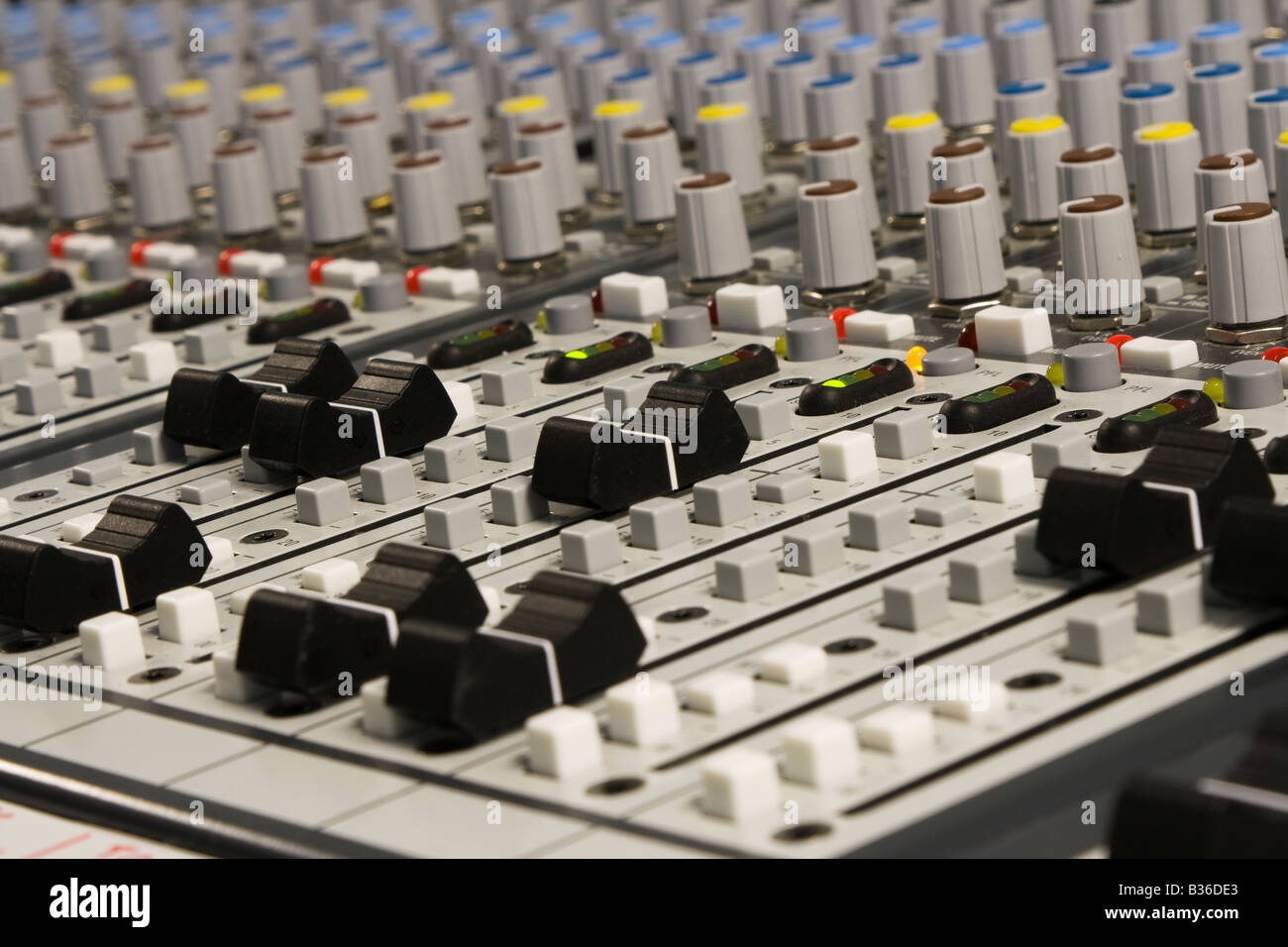 Channel faders from a mixing desk Stock Photo - Alamy