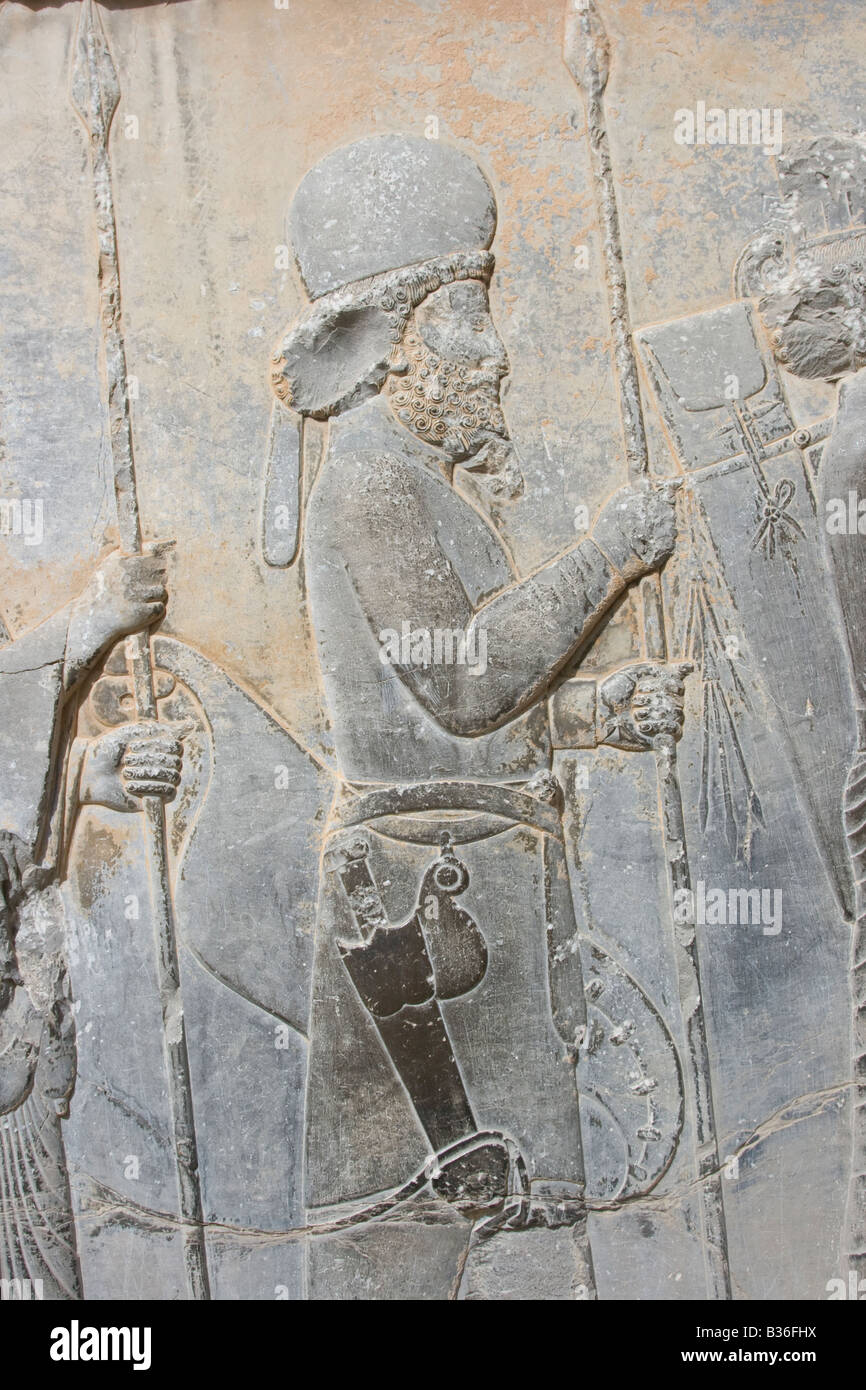 Stone Carved Relief at the Ruins of Persepolis in Iran Stock Photo - Alamy