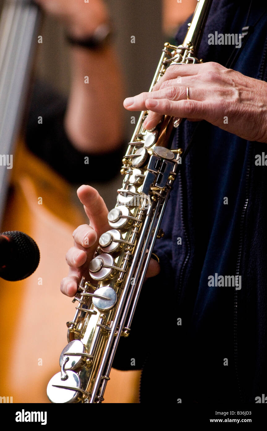 musician playing flute at jazz festival in Sweden Stock Photo - Alamy