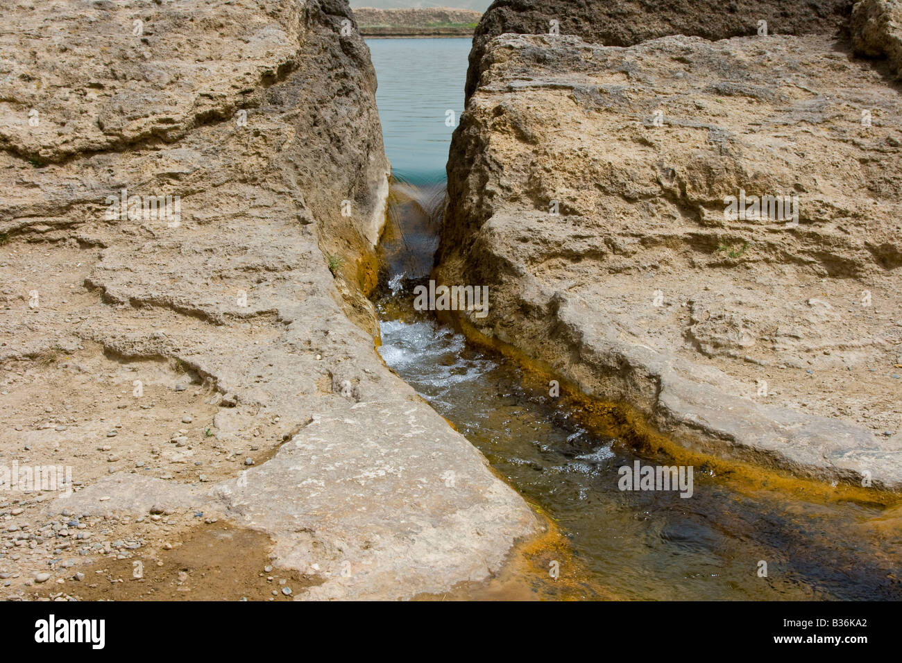 Water Flowing from the Natural Spring Lake at Takht e Soleiman in Iran ...