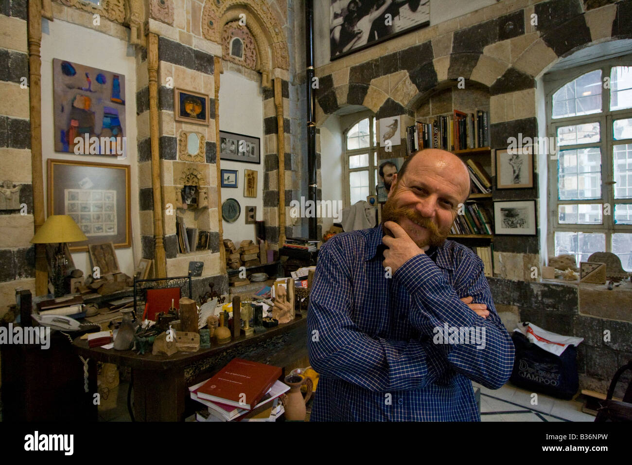 Well Known Syrian Modern Artist Mustafa Ali in his Home in the Old City ...