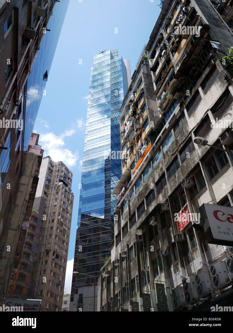 Somewhat surrealistic photo of a shiny new sky-coloured building ...