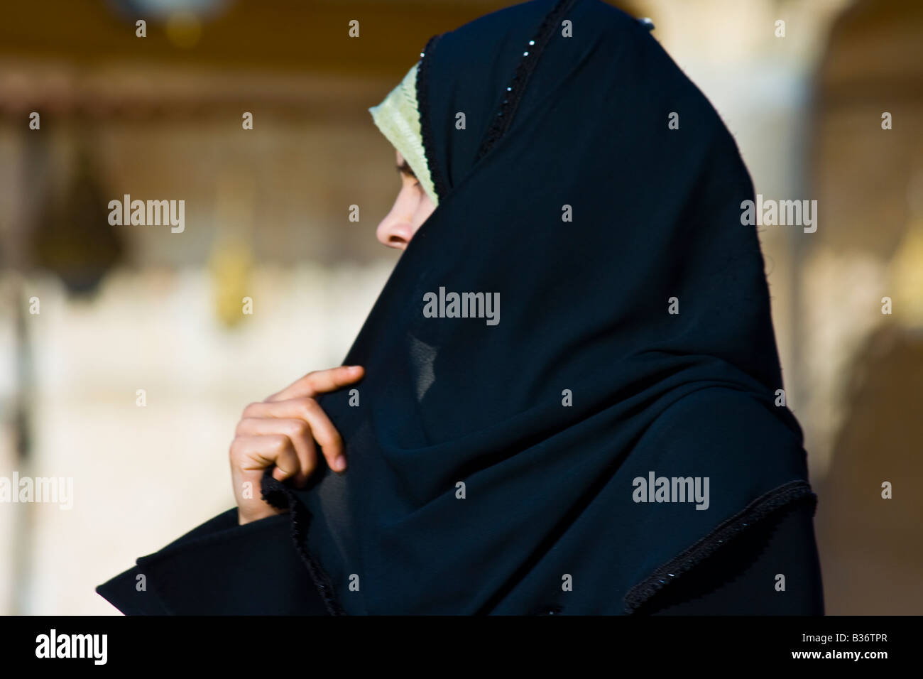Muslim Woman in the Grand or Umayyad Mosque in the Old City in Aleppo ...
