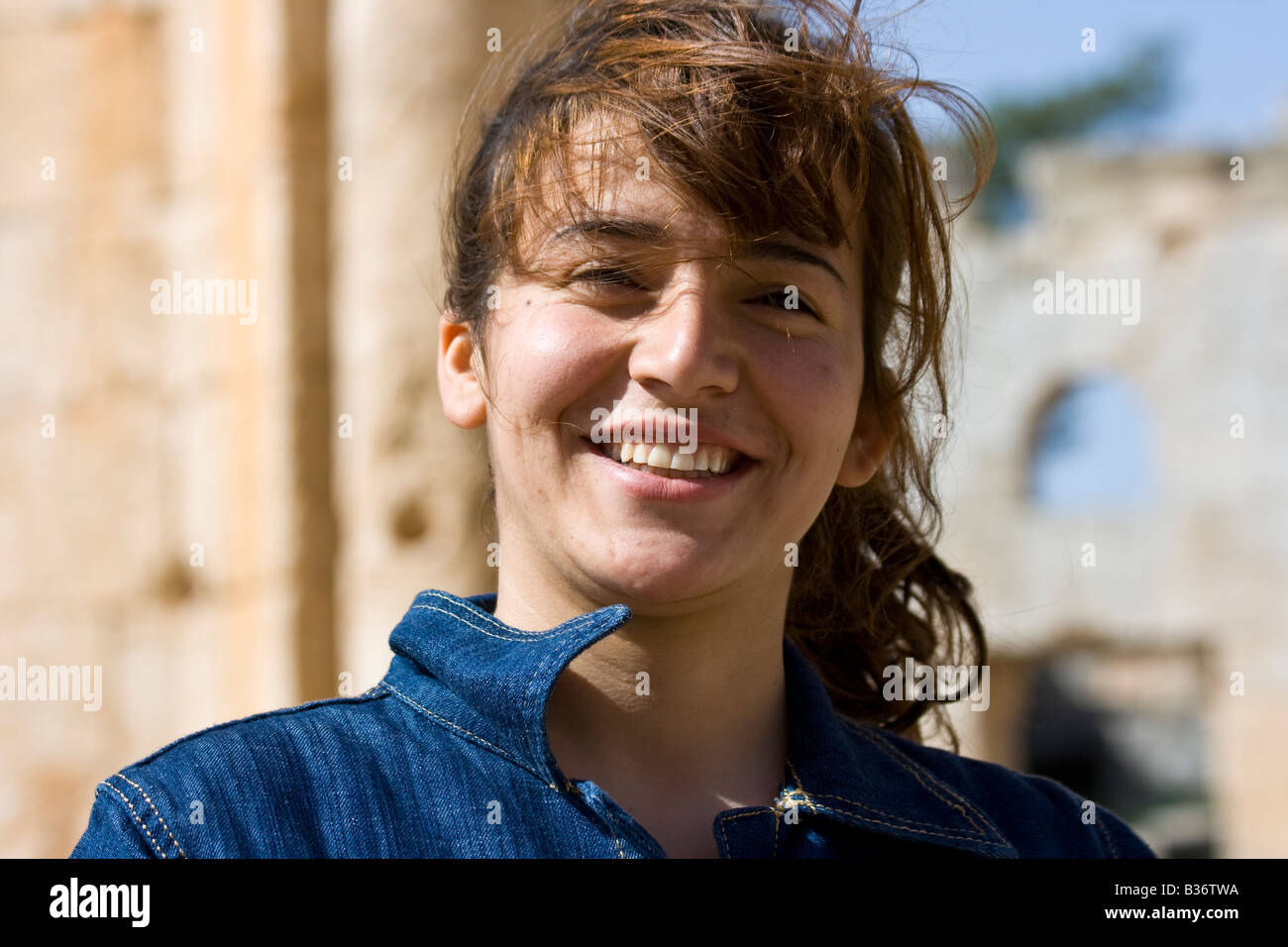 Portrait of a Beautiful Young Kurdish Syrian Woman at Qalaat Samaan in ...