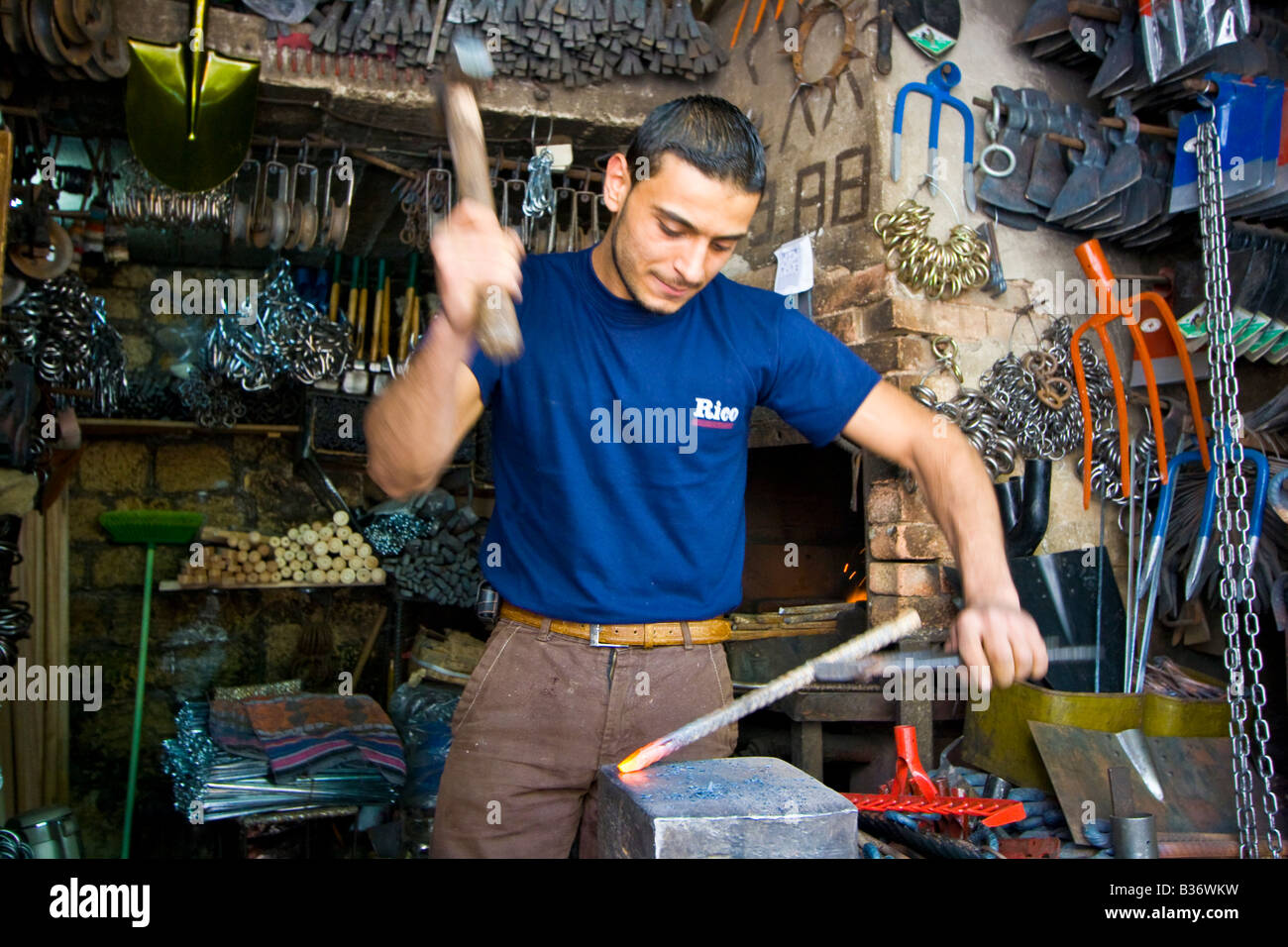 Hammering Bedu Tent Stakes at a Blacksmith Shop in the Old City in ...