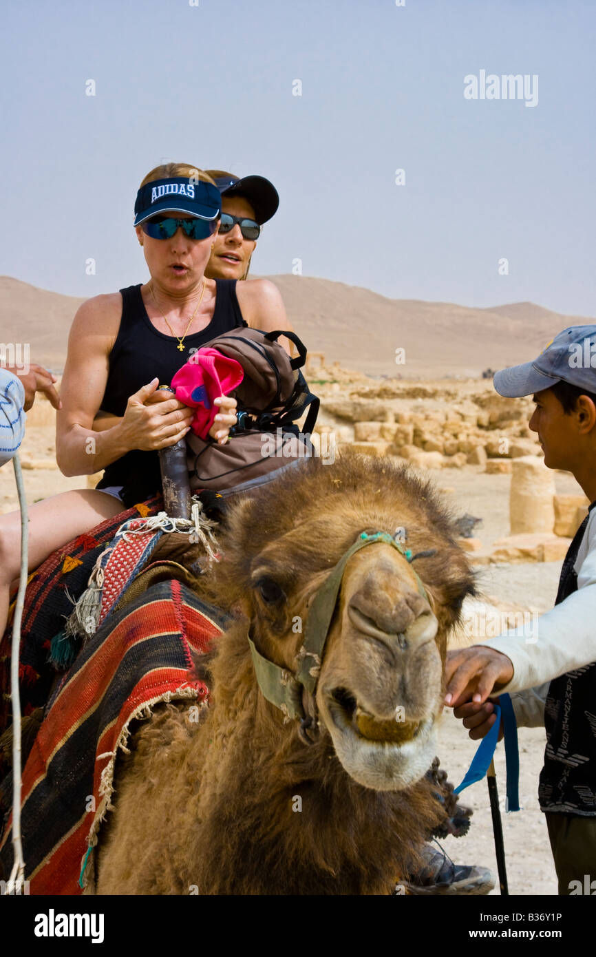 Tourist Camel Ride at the Roman Ruins of Palmyra in Syria Stock Photo ...
