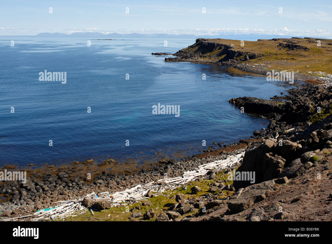 Scenery and wide open area in Bjarnarfjordur at Strandir Iceland Stock ...