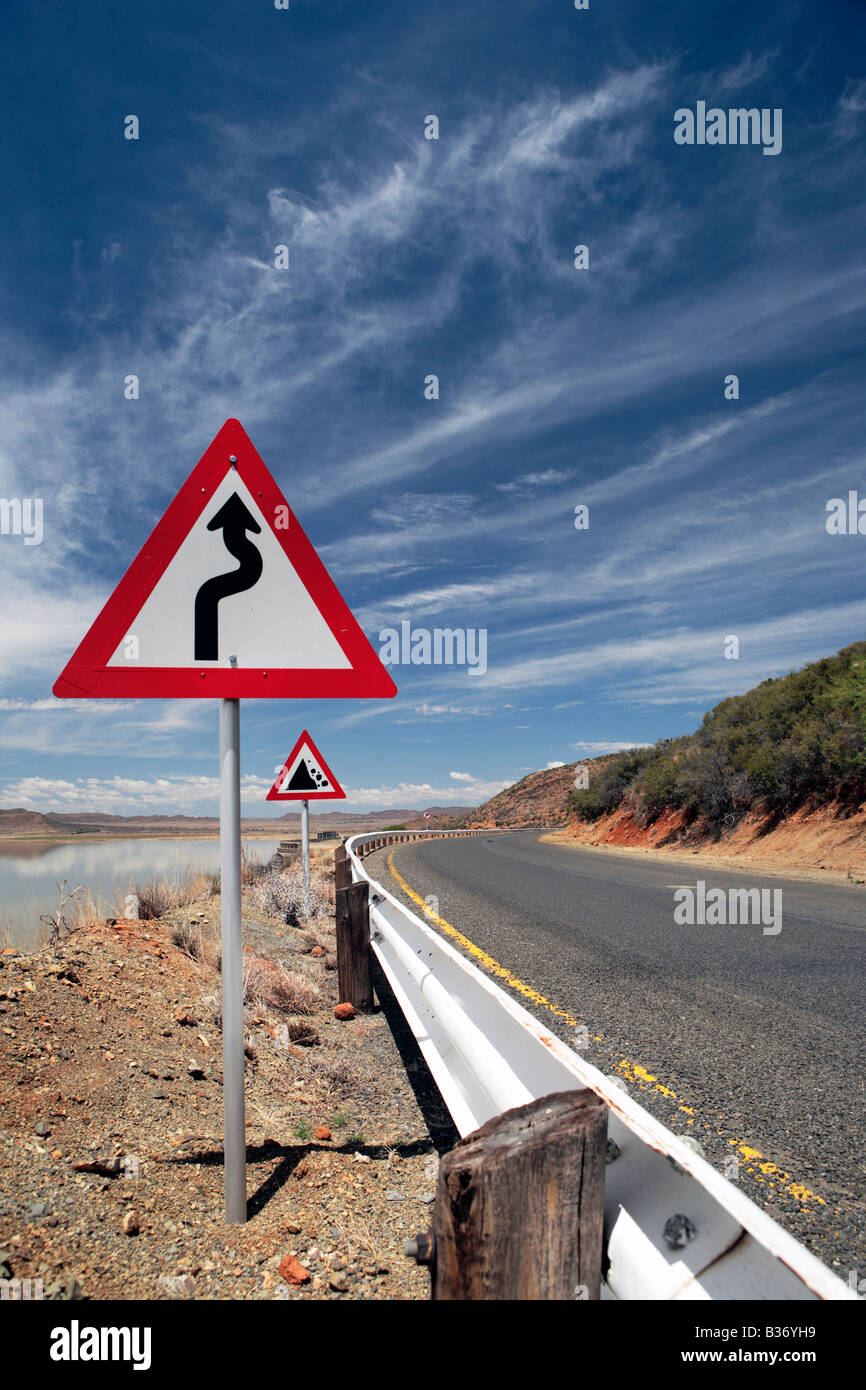 Twisty road warning sign hi-res stock photography and images - Alamy