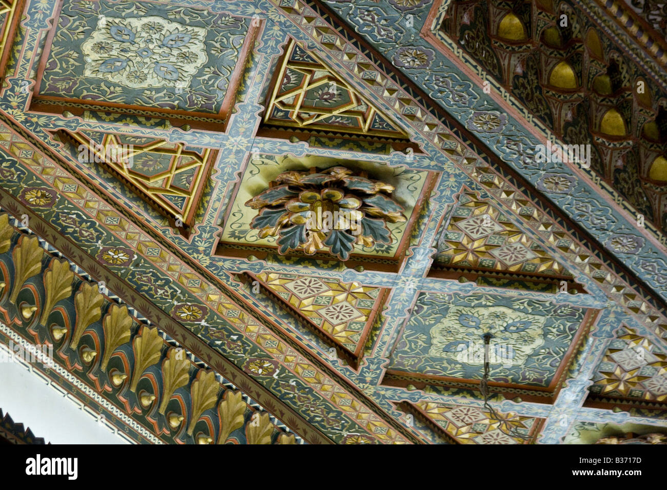Detail on Ornate Ceiling in the Throne Room of the Citadel in Aleppo ...