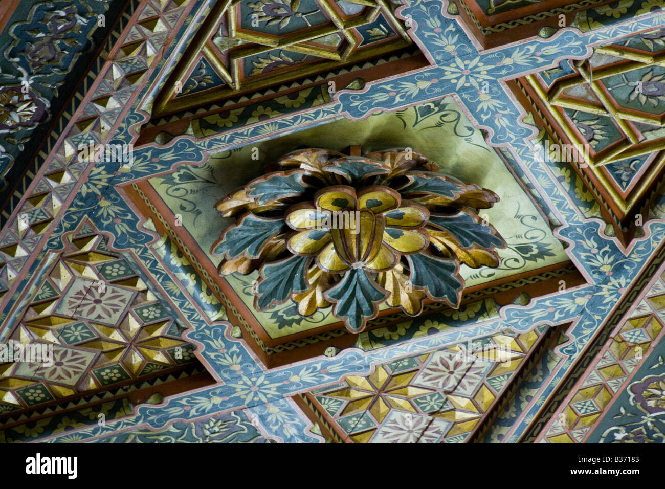 Detail on Ornate Ceiling in the Throne Room of the Citadel in Aleppo ...