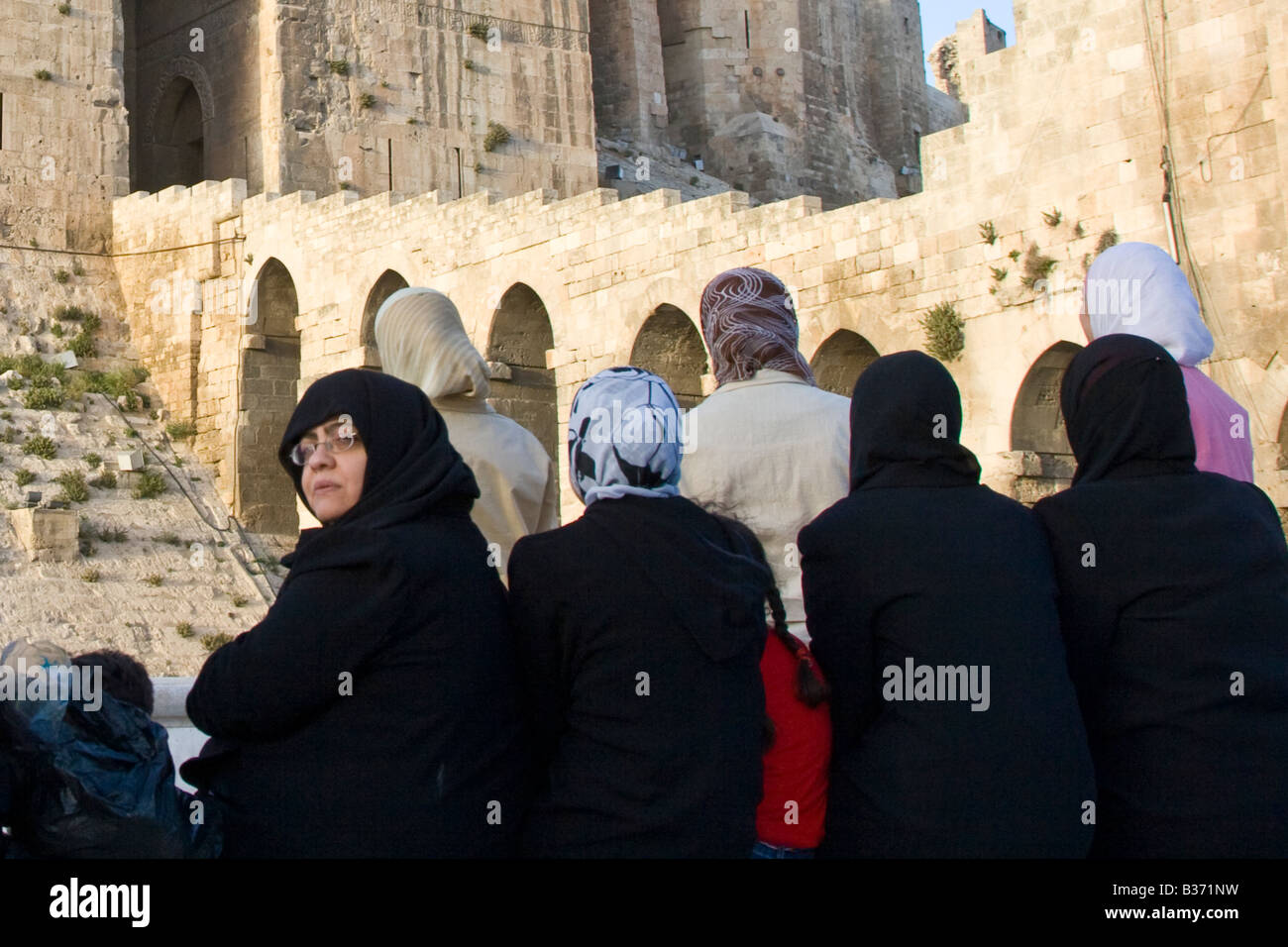 Muslim Women in Front of the Citadel in Aleepo Syria Stock Photo - Alamy