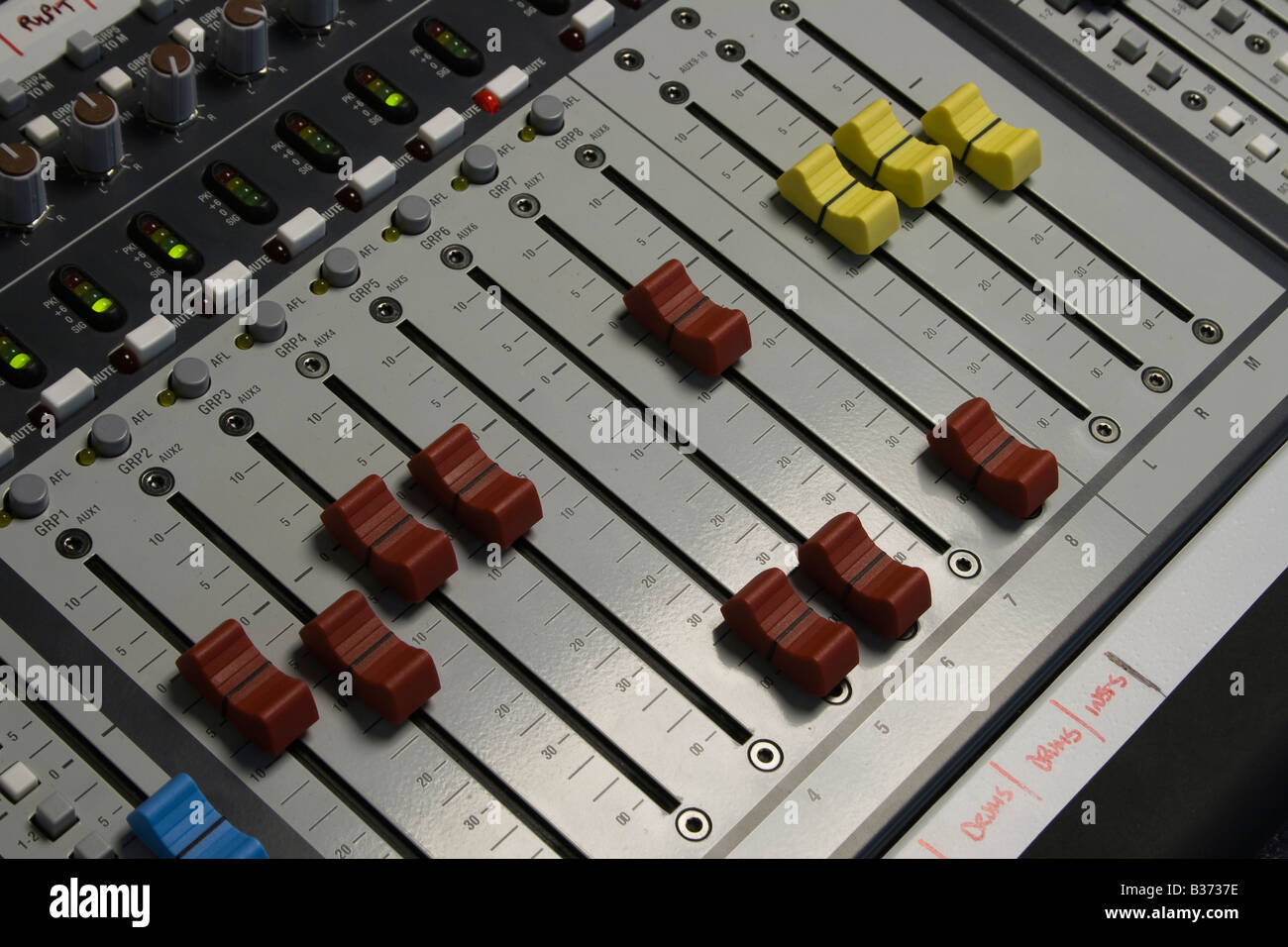 Group and master channels from a mixing desk Stock Photo - Alamy