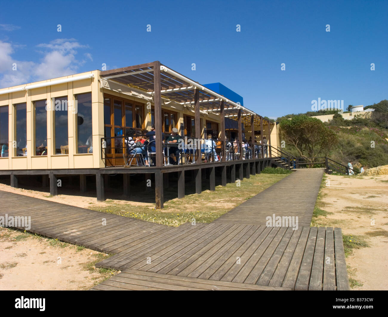 Beach restaurant at Praia da Gale Albufeira Algarve Portugal Stock ...