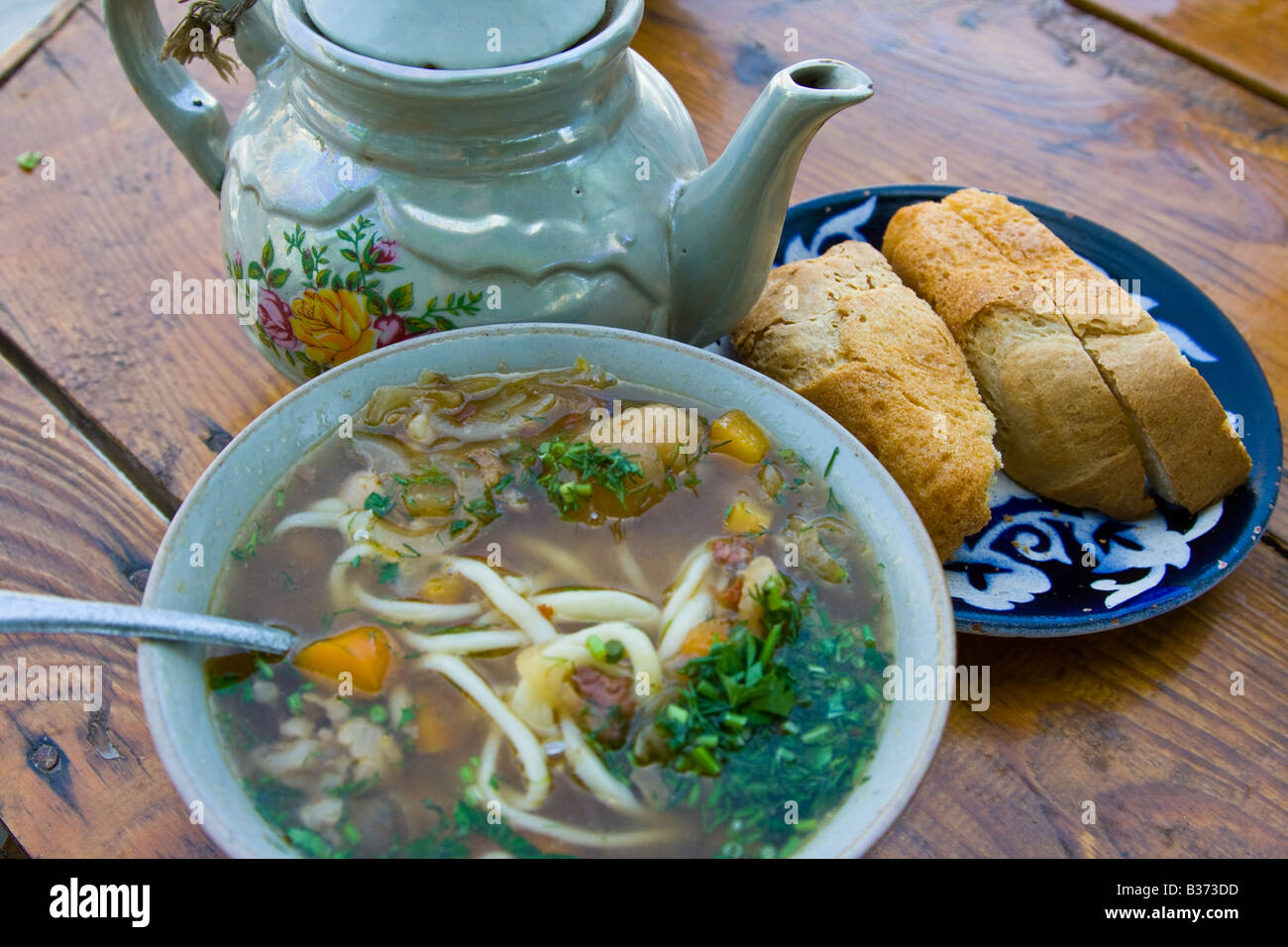 Laghman or Noodles and Soup in a Chaikhana in Samarkand Uzbekistan ...