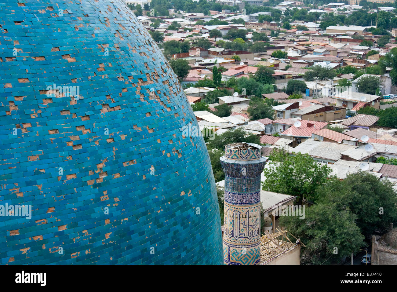 Blue Tiled Dome at Bibi Khanym Mosque in Samarkand Uzbekistan Stock ...