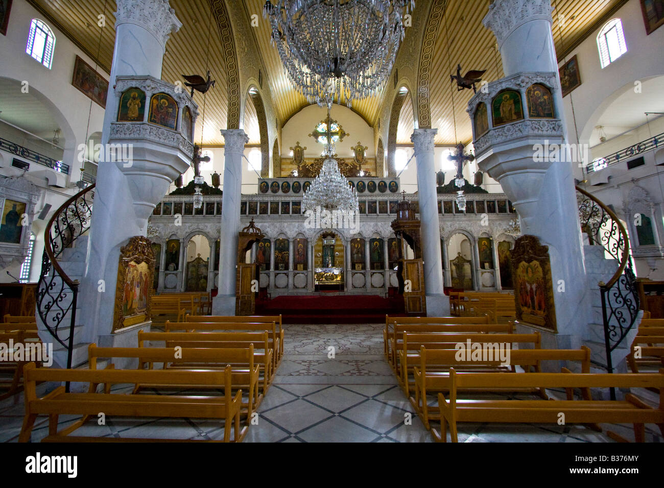 Inside Mariamiya Greek Orthodox Church in the Old City in Damascas ...
