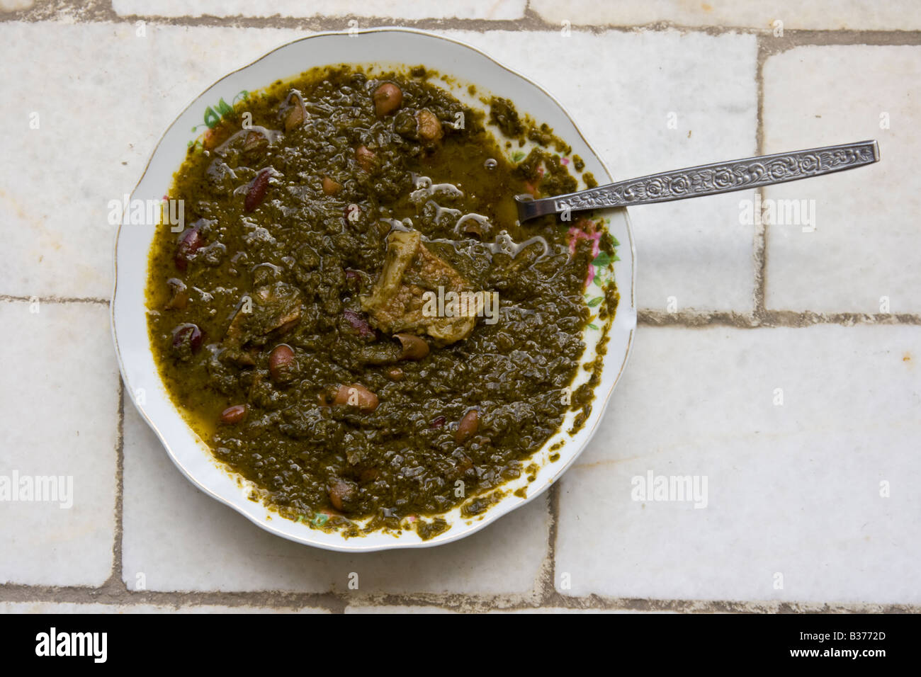 Qormeh sabzi Khoresht Stew with Rice Iranian Food at a Restaurant in ...