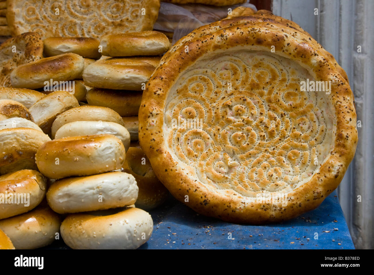 Uyghur Bread in Kashgar in Xinjiang Province in China Stock Photo ...