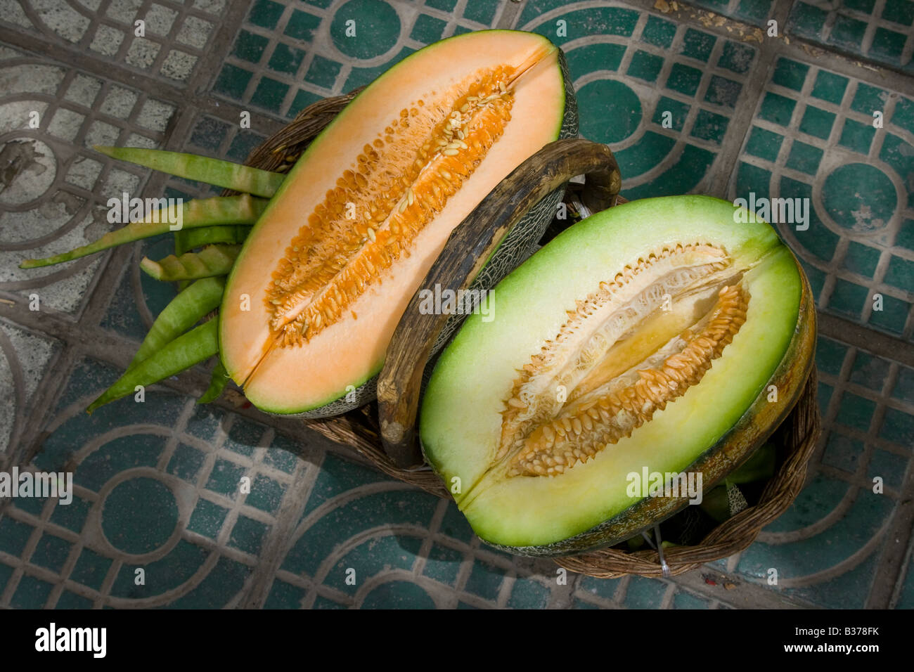 Selling Melons by the Slice on the Street in Kashgar in Xinjiang ...