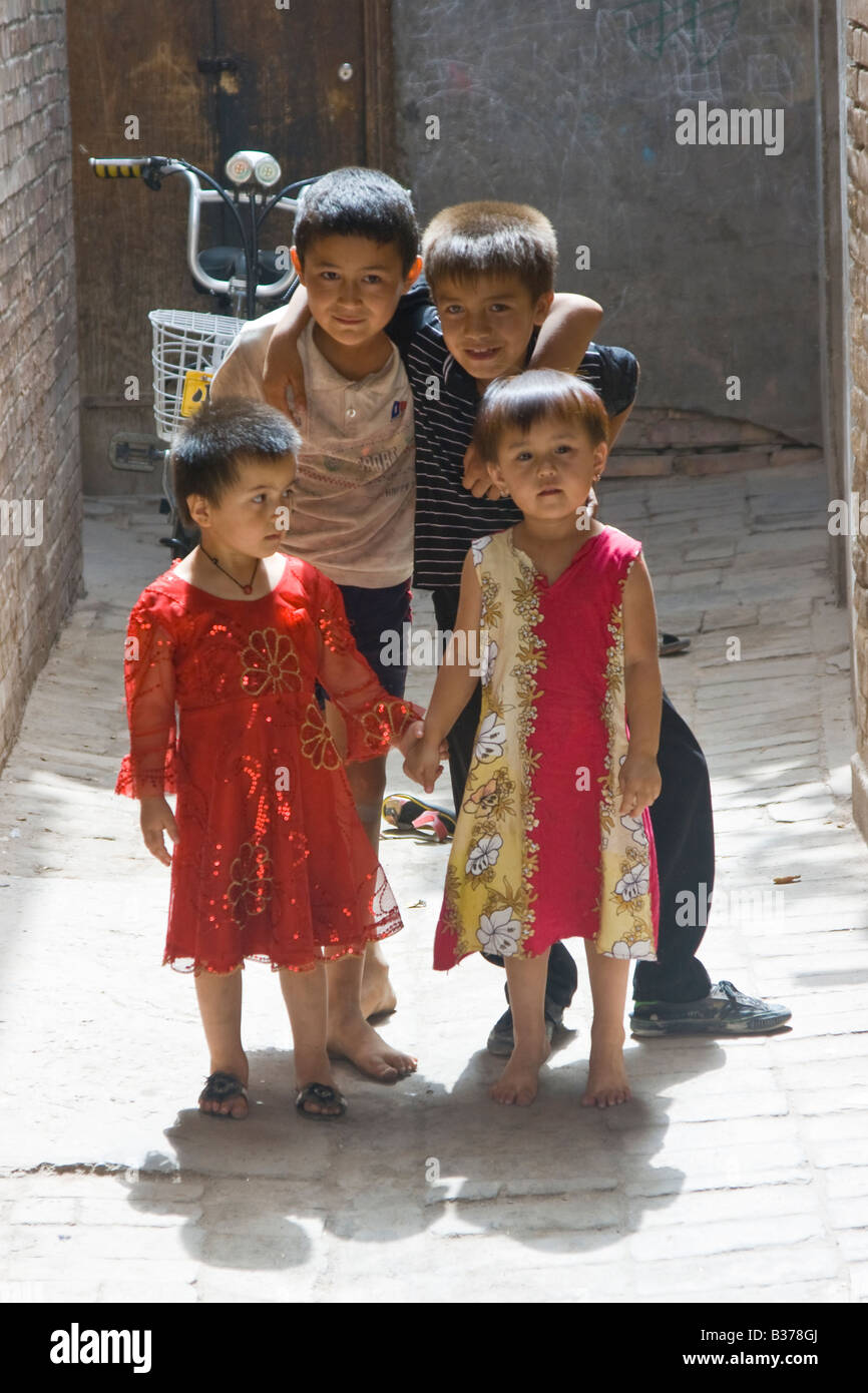 Uyghur Children in Old Kashgar in Xinjiang Province China Stock Photo ...