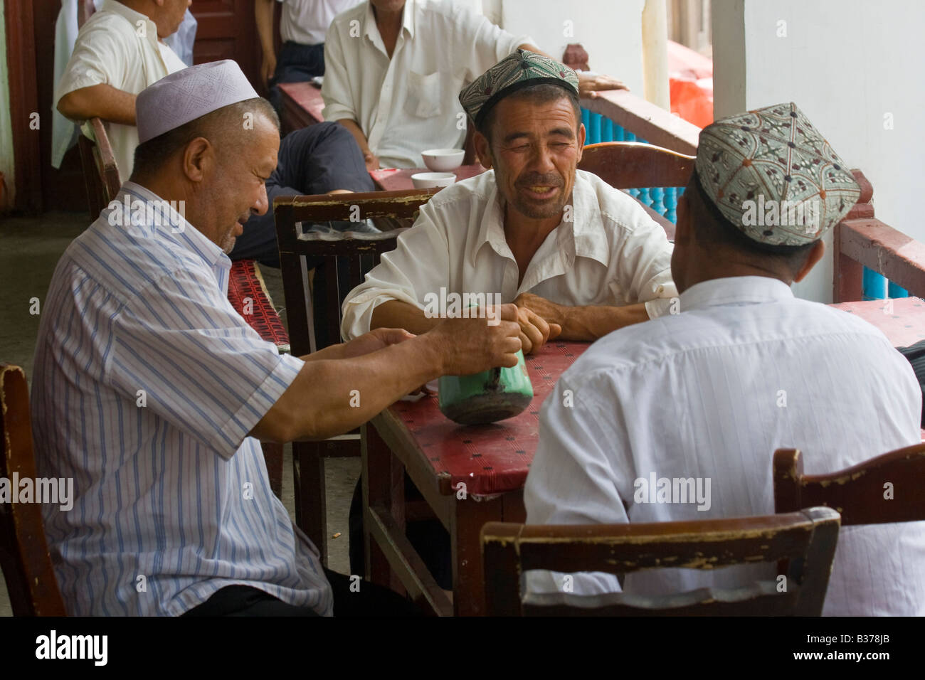 Uyghur Men in a Tea House in Kashgar in Xinjiang Province China Stock ...