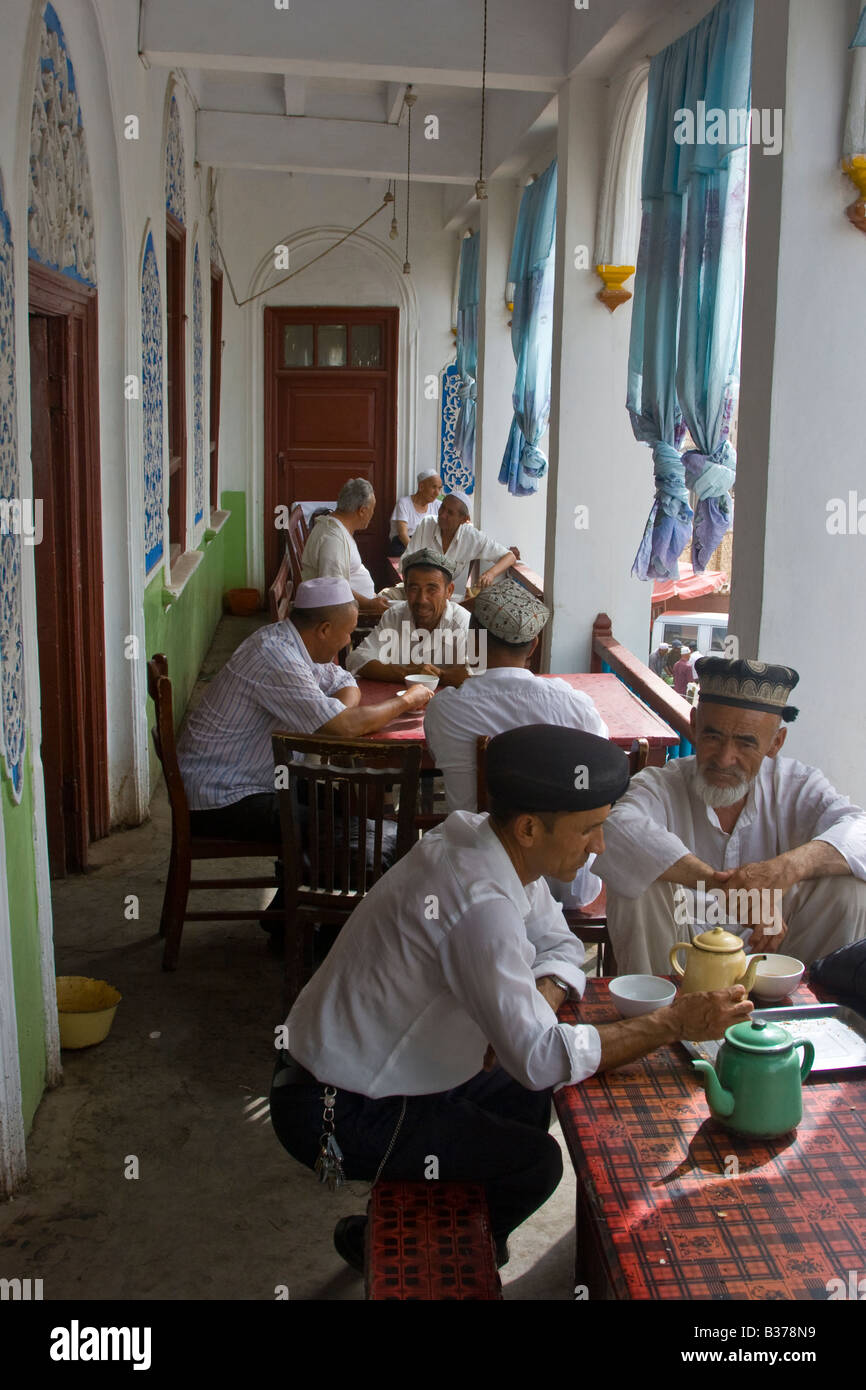 Uyghur Men in a Tea House in Kashgar in Xinjiang Province China Stock ...