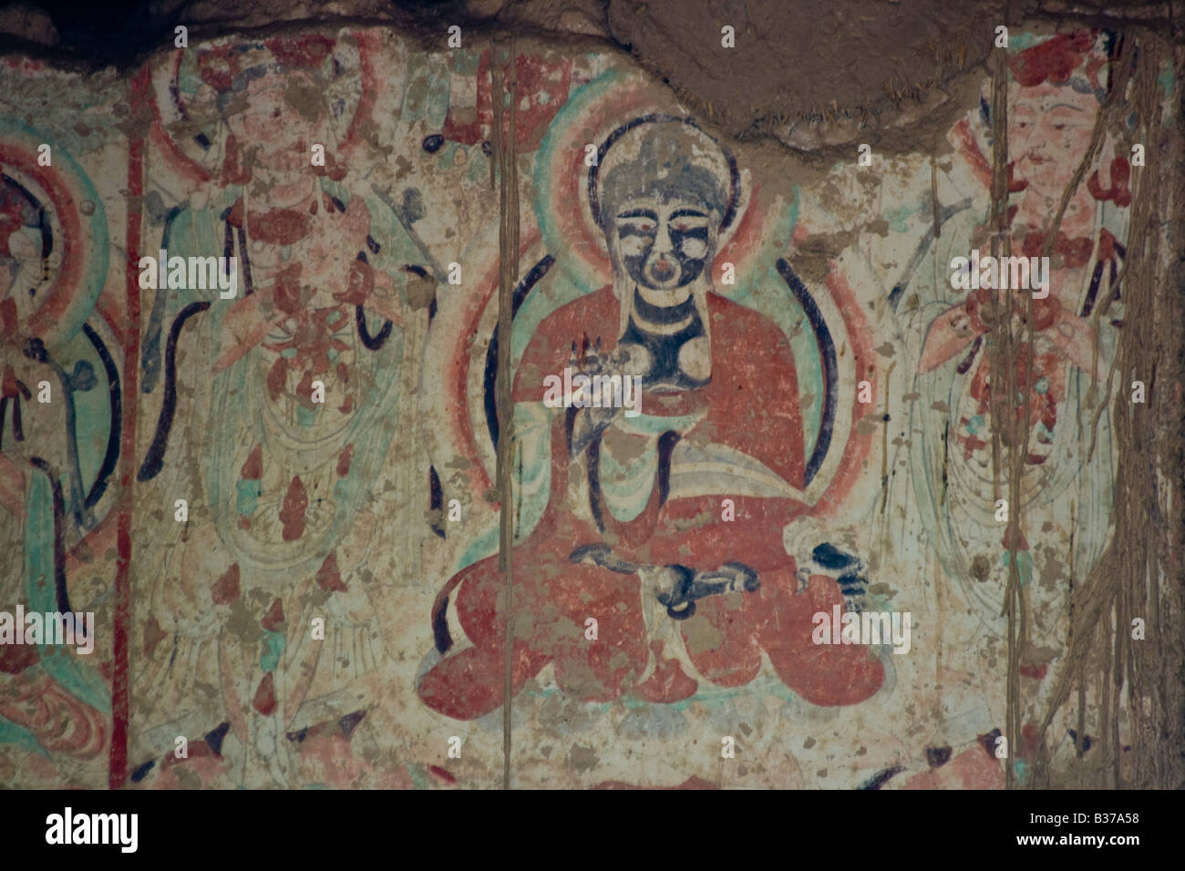 Buddhist Cave Paintings at the Mogao Caves in Dunhuang China Stock ...