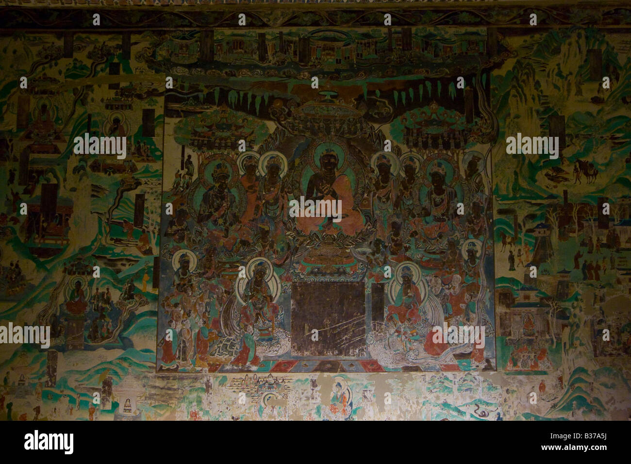 Buddhist Cave Paintings at the Mogao Caves in Dunhuang China Stock ...