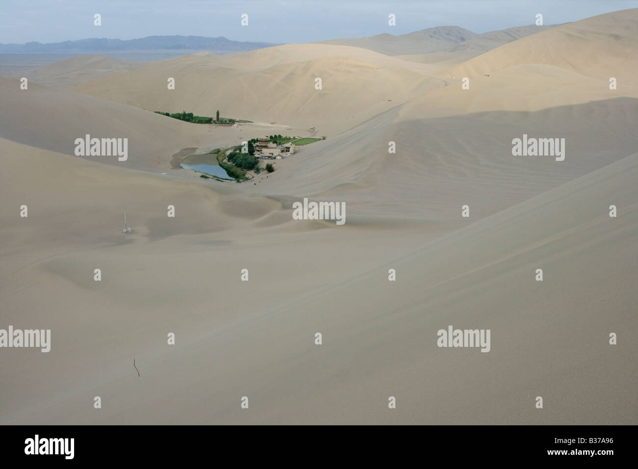 Crecent Moon Lake at Singing Sands Mountain Sand Dunes in Dunhuang ...