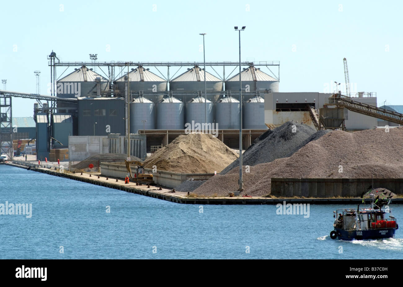 Shoreham Port in West Sussex southern England UK Storage silos and ...